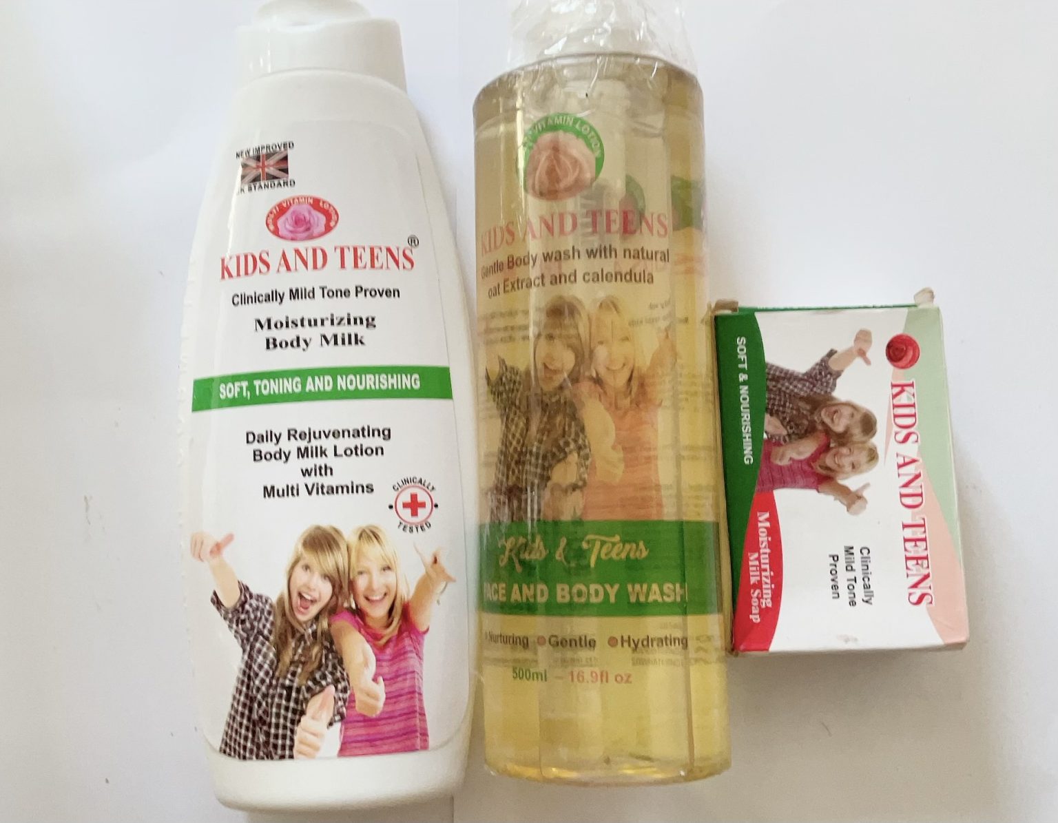 KIDS AND TEENS BODY MILK 350ML + BODY WASH 500ml + BAR SOAP 3PCS SET ...